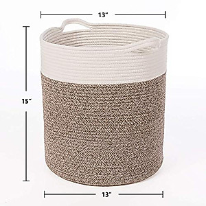 Goodpick Tall Cotton Rope Woven Basket and XXXL Large Laundry Basket Nursery Storage Bin With Handles