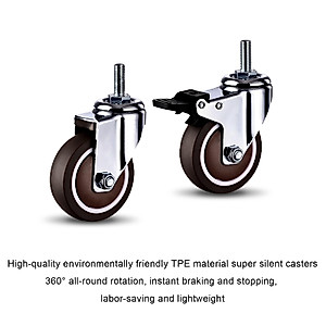 RANGPAN 2 Layer Stainless Steel Frame,Utility Cart,Lab Rolling Cart,w/ 360° Swivel Wheels Lockable,Ergonomic Handle,Catering Cart,for Foodservice/Restaurant/Cleaning/Workplace