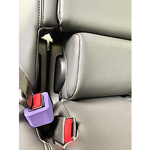 BPA-Free Car Seat Belt Buckle Booster - Raises and Stabilizes Your Receiver - Fun Kid Safety Sticker Gift (Short (Snaps Around Buckle), 3-Pack)