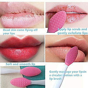 3 PCS Lip Scrub Brush, Double-Sided Silicone Exfoliating Lip Brush, Exfoliating Brush for Men Women Lip Brush Mini Exfoliating Lip Brush lip lightening for dark lips