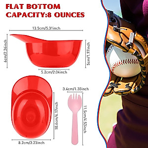 Gigicloud 20 Pcs Baseball Helmet Ice Cream Bowls, 8 oz Helmet Snack Bowl Mini Plastic Sundae Helmets Shaped Dessert Bowl Kids Baseball Ice Cream Hats with 50 Disposable Scoops