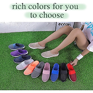 Orthopedic Diabetic Walking Shoes Sandals, Slip-On with Arch Support For Womens, Air Cushion Platform Mesh Sneaker (Dark Blue,9)