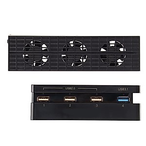 for PS4 Slim Cooling Fan with hub, Game Console Automatic Intelligent Cooling Fan & 4 Port USB Hub for PS4 Slim Gaming Console Host