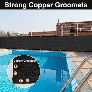 SPORTYOUTH 8ft x 50ft Privacy Screen Fence, Black Heavy Duty Windscreen Fencing Mesh Fabric Shade Cover with Brass Grommets for Outdoor Wall Garden Yard Backyard Patio Pool Deck Commercial