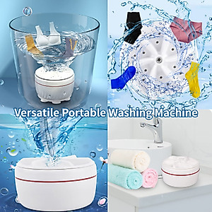 Mini Washing Machine Portable Washer College Rooms Travel Home Apartment Laundry Small Turbine Washer with USB Business Trip Sink RV Trailer Truck Dormitory Dorm Bucket(watts, 80)