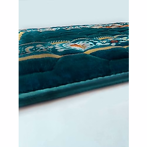 Prayer Rug Muslim Mat Islamic - Padded Very Thick Prayer Rug Sajadah for Men Women with Islam Prayer Beads for Eid Travel Ramadan, Soft and Luxury (Green Dl)