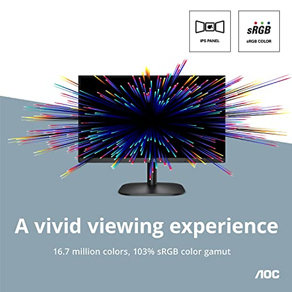 AOC 27B2H 27" Full HD IPS Monitor, 3-Sided Frameless & Ultra Slim Design, HDMI and VGA inputs, Lowblue Mode, VESA compatible,Black