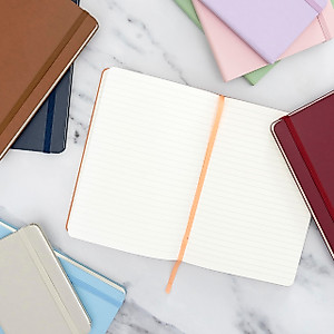 PAPERAGE Lined Journal Notebooks, 3 Pack, (Yellow, Blush & Turquoise), 160 Pages, Medium 5.7 inches x 8 inches - 100 GSM Thick Paper, Hardcover