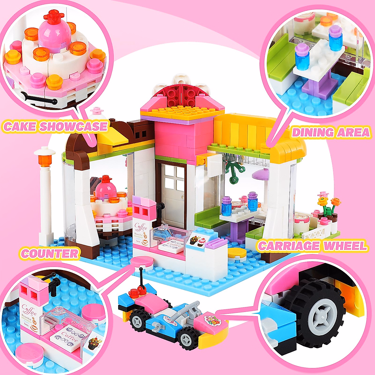 Friends House Toy Building Set, 1422 Pcs Friendship House and Cafe Building Blocks Sets with Car & Storage Box, Creative Roleplay Building Toys for Kids Boys Girls Age 6-12 Years Birthday Gift