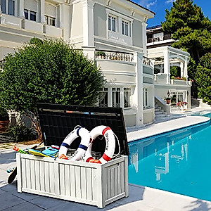 YITAHOME 120 Gallon Outdoor Storage Deck Box, Large Resin Patio Storage for Outdoor Pillows, Garden Tools and Pool Toys, Waterproof, Lockable (Black&White)