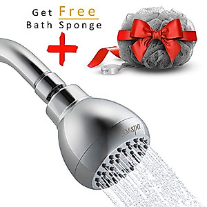 SPA High Pressuer Showerhead chrome Anti-leak Shower Head For Powerful Water Rain With Removable Flow Restrictor - Unique 3 Inch - 5 Years Wrranty + Free Relaxing Loofah Sponge