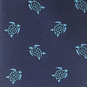 MENDEPOT Microfiber Jacquard Sea Turtle Pattern Necktie Blue Tortoise Animal tie