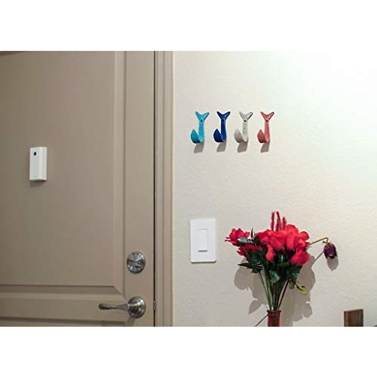 Zeckos Set of 4 Cast Iron Flipping Fish Decorative Wall Hooks Coastal Décor Beach Towel Hanging Decor Rustic Key or Coat Rack