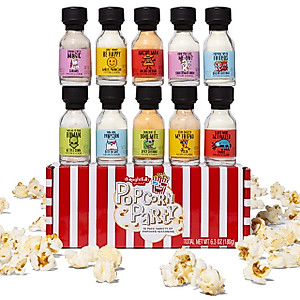 Thoughtfully Gourmet Popcorn Seasoning Sampler Kit, 10 Flavors - Kettle Corn, Garlic Parmesan, Bacon Cheddar, Caramel, Butter and More