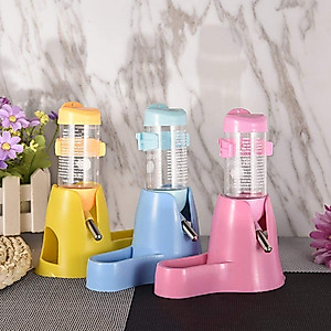 Litewoo Hamster Water Bottle with Food Container Base Hut No Drip Drinking Dispenser for Dwarf Hamster Rats Mouse Gerbil Mice（Blue 80ML Removable Base）