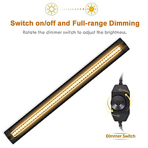 inShareplus 13inch LED Under Cabinet Lighting, Dimmable Light, Warm White 3500K, CRI90+, 450Lumens, DC 12V Ultra Thin Under Counter Kitchen Lights for Kitchen, Shelf, Cupboard, Black, 1 Pack