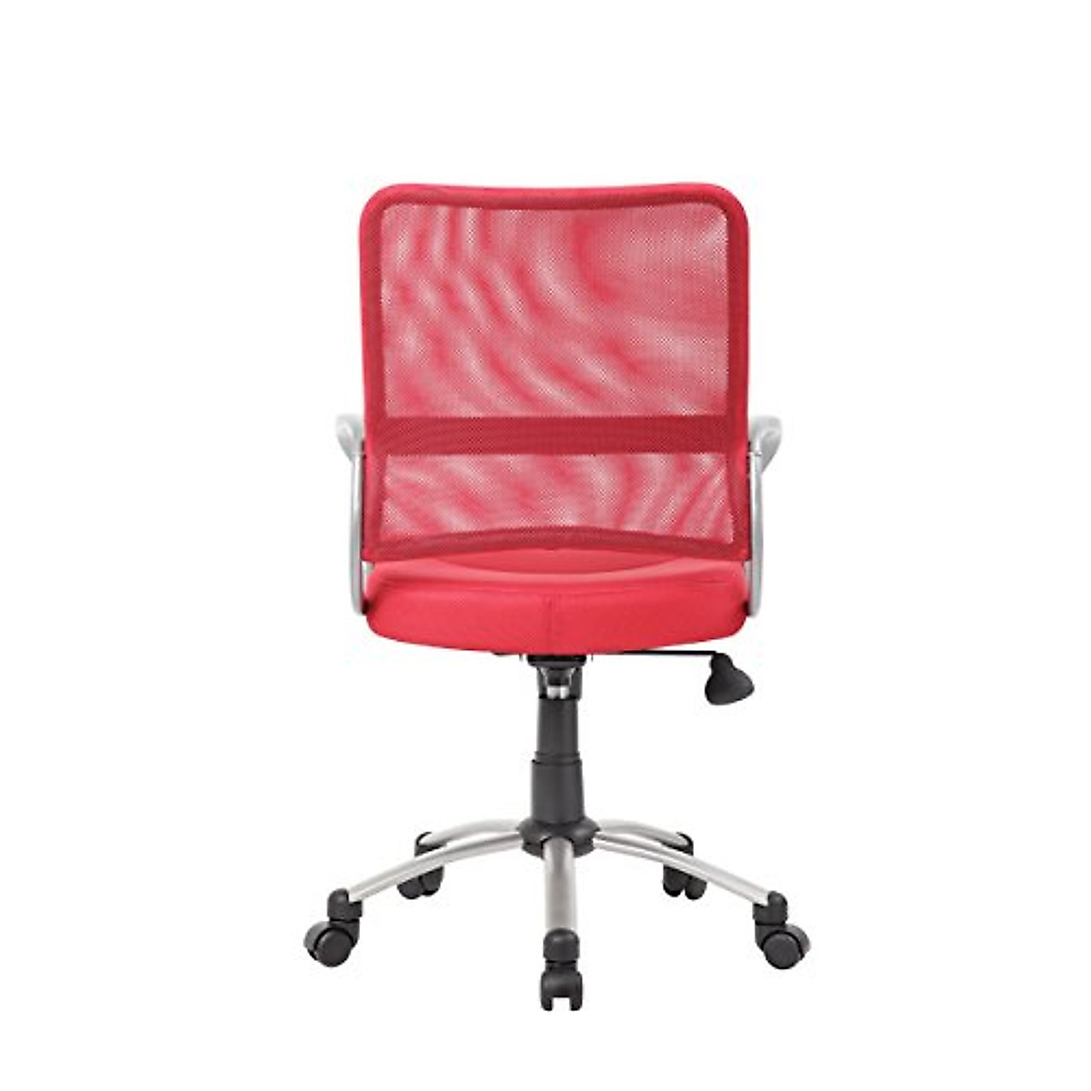 Boss Office Products Mesh Back Task Chair with Pewter Finish in Red