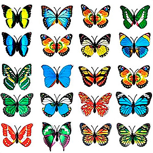 20 PCS Colorful Butterfly Refrigerator Magnets - Butterfly Wall Decor Strong Magnets with Adhesive Backing - Wall Butterflies Magnets for Fridge Decor, Kitchen Decor - Butterfly Magnets (Random Color)