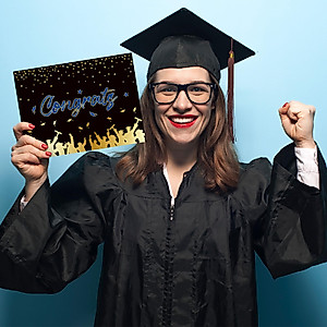 ReliThick 2024 Graduation Fireworks 3D Pop Up Greeting Card Congrats Grad Card Congratulations Personalized Gift Class Of 2024 for High School College University PHD Graduates (Blue and Gold)