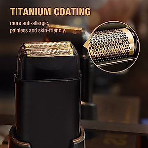 SUPRENT PRO Foil Shaver for Men- Head Shaver for Bald Men- Professional Beard Trimmer with Double Foil Head- Rechargeable Electric Razor for Men- 120Min Runtime- IPX5 Waterproof- Mens Gifts- Black