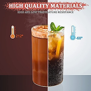 Glass Cups with Lids and Straws, 26oz Borosilicate Glass Tumbler with Straws and Bamboo Lids Reusable Clear Iced Coffee Cups for Coffee Milk Tea Juice DIY Drinks Coffee Bar Accessories- 2 Pack