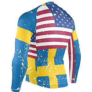 Cycling Jersey Men Long Sleeve Tops American Swedish Flag Bike Shirts Bicycle Clothes Jacket