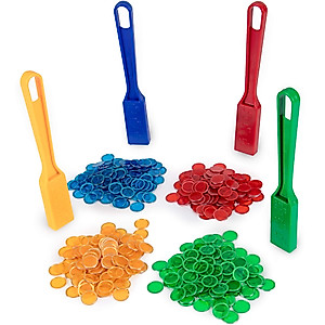 Magnetic Bingo Wands and Translucent Chips|Easy to Pick Up Bingo Chips|STEM Kits for Learning, Counting|Multi Color 400 Chips