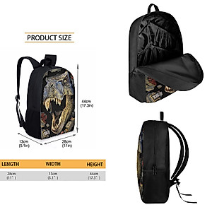 HUGS IDEA T-rex Dinosaur Backpack Teen Boys School Book bag with Lunch Box Pen Case 3 in 1