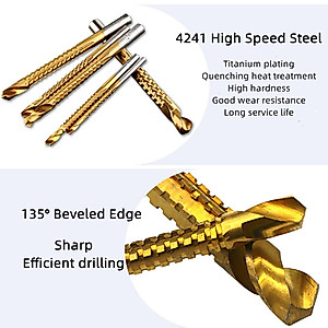 Tsnamay 3-8mm Titanium HSS Drill & Saw Bit Set Cutting Carpenter Wood Metal 6 pcs