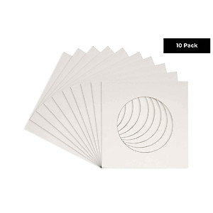 CountryArtHouse White Acid Free 12x12 Circle Picture Frame Mat with White Core Bevel Cut for 8x8 Pictures - Fits 12x12 Frame - Pack of 10 Matboard Show Kits with Acid Free Backings & Clear Bags