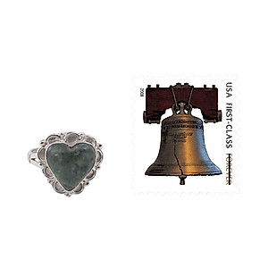 NOVICA Artisan Handcrafted Jade Heart Ring Hearts on Sterling Silver Green Cocktail Guatemala [crownbezel 0.6 in L x 0.6 in W x 0.2 in H Band Width 3 mm W] ' Zinnia Love'