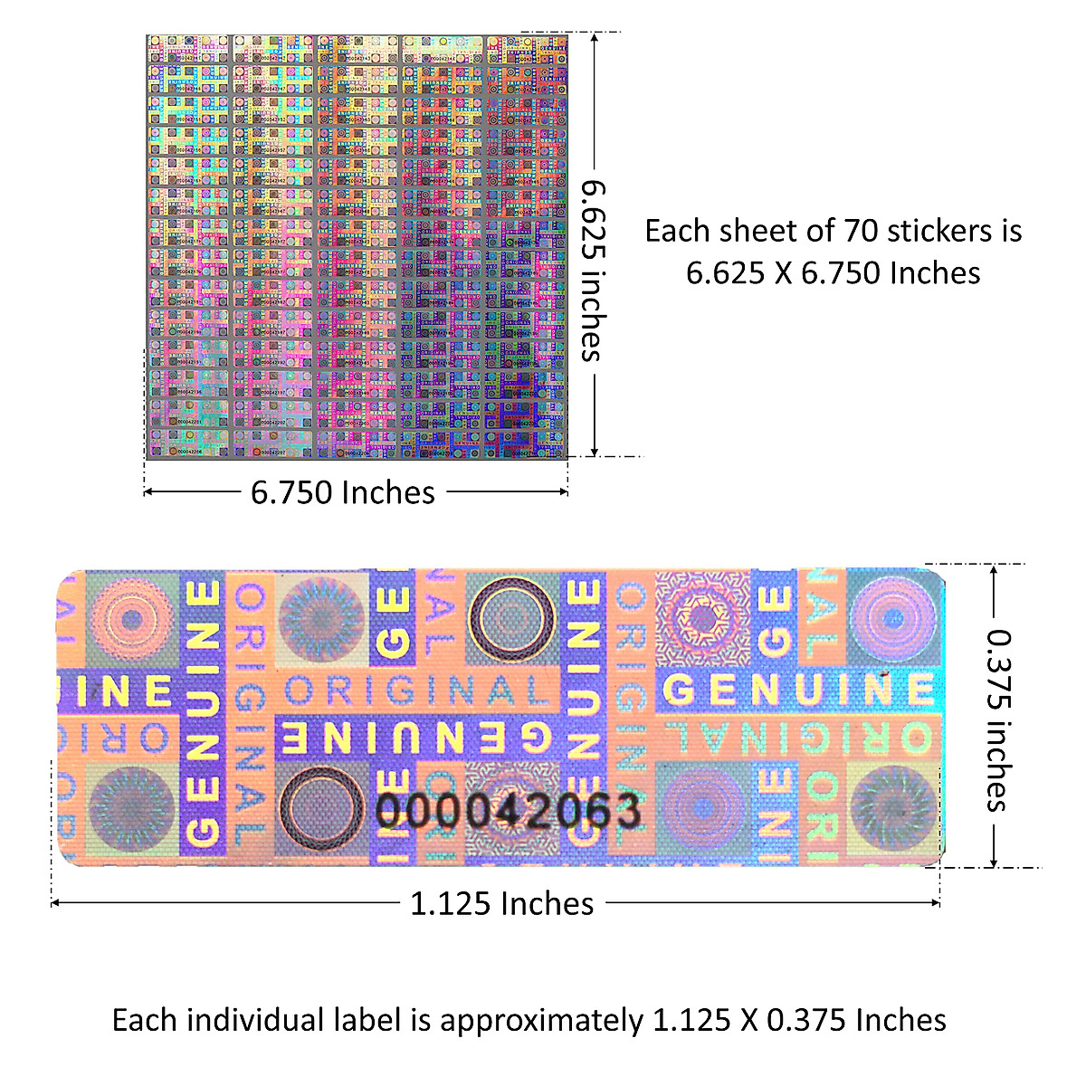 700 Tamper Proof Stickers, Tamper Evident Stickers. Genuine Original Holographic Security Seal, Tamper Resistant Hologram Foil Tape Feature with Serial Numbers. Strong Adhesive. (700 Stickers)