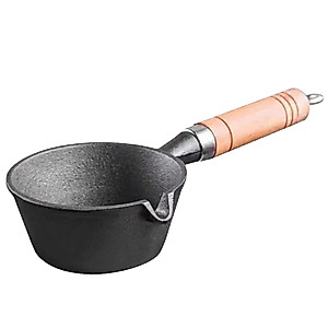 Butter Melting Pot,Butter Melter, Non-stick Cast Iron Sauce Pot with Wood Handle, Small Cast Iron Melting Pot, Hanging Butter Warmer for Oil Milk Candy Type 1