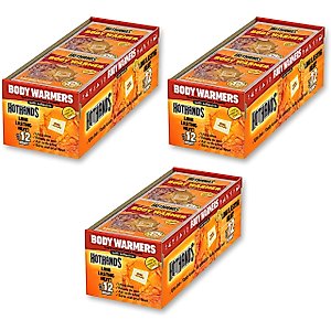 HotHands Body Warmers with Adhesive - Long Lasting Safe Natural Odorless Air Activated Warmers - Up to 12 Hours of Heat - 40 Individual Warmers Pack of 3