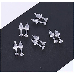 Plastic Earrings,Clear Plastic Earrings Clear Earrings Plastic Post Earrings Plastic Earring Posts and Earring Backs Silicone Earrings Clear Stud Earrings 100 Pairs Back Earrings and Blank Pins Stud…