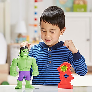 Spidey and His Amazing Friends Marvel Power Smash Hulk Action Figure, 10-inch Hulk Toys, Preschool Toys, Super Hero Toys for 3 Year Old Boys and Girls and Up, with Brick Wall Accessory
