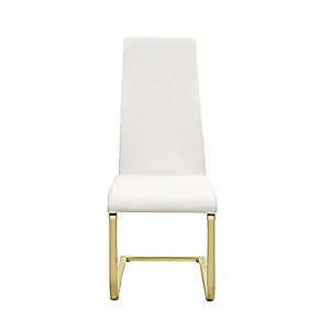 Coaster Furniture High Back White and Rustic Brass (Set of 4) Side Chair 17" D x 22.75" W x 43.75" H 190512