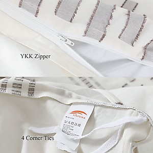 YINFUNG Boho Duvet Cover Queen Ivory Grey Tufted Textured Farmhouse Modern Cream Clipped Jacquard Geometric Ethnic Yarn Dyed Moroccan Mid Century Aztec 90x90 Bedding