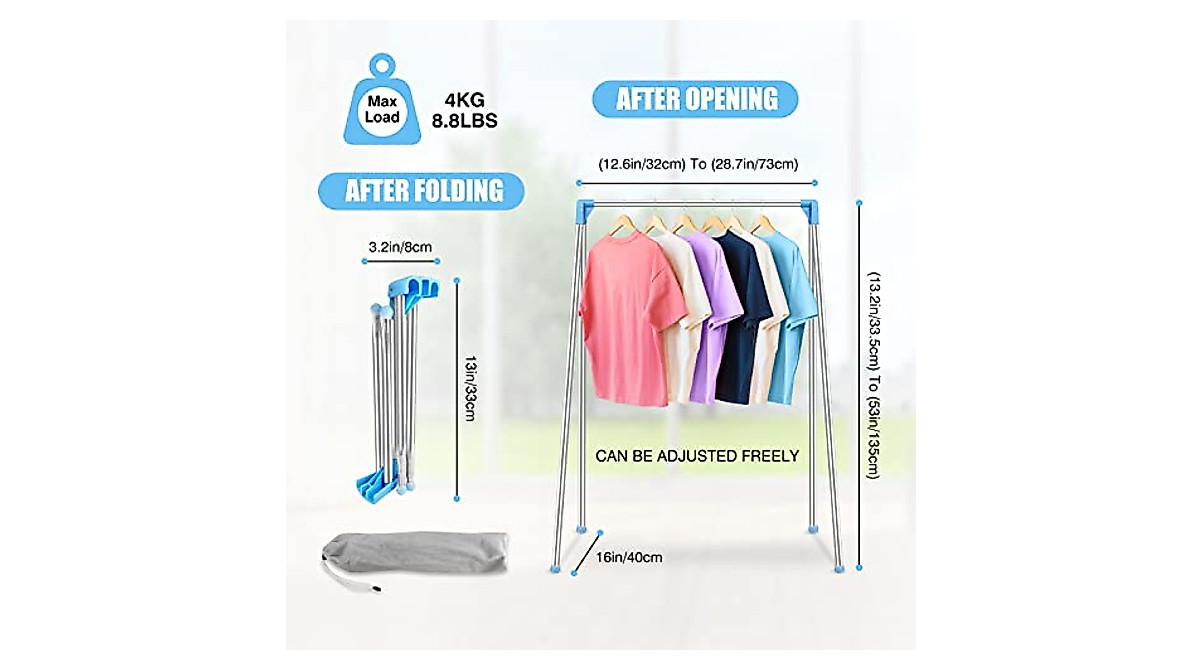 Portable Garment Rack - Foldable Clothes Rack for Travel