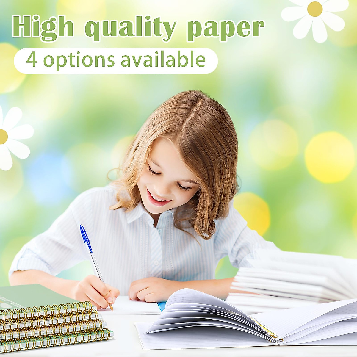 Cholemy 4 Pack Pink Green Notebooks Aesthetic Notebooks A5 Size 5.7 x 8.3 Inch Cute Aesthetic Notebook Spiral Travel Journal for Women Lined Paper