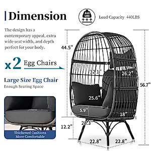 NICESOUL® 2Pcs Outdoor Wicker Furniture Set, PE Rattan Woven Lounge stationary egg chairs with legs, Boho style Double Chair Loveseat Conversation Set of Two Inside Outside Indoor Patio Backyard Beige