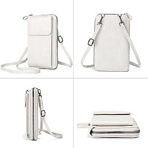 DIVCIDLC Small Crossbody Bag Cell Phone Purse Wallet Mini Shoulder Bag Wristlet Card Clutch Handbag for Women with Credit Card Holder Slots, Offwhite