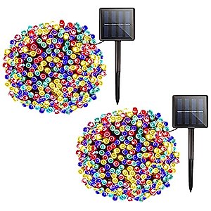 Solar Christmas String Lights Outdoor - 2 Pack 72ft 200 Led 8 Modes Solar Fairy String Light Outdoor Waterproof for Garden , Patio , Fence , Balcony , Backyard , Porch , Party Decoration (Multicolor)
