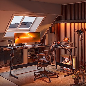 CubiCubi L Shaped Gaming Desk Computer Office Desk, 47 inch Corner Desk with Large Monitor Stand for Home Office Study Writing Workstation, Black