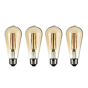 Satco S9579/04 ST19 Vintage Style LED Filament Light Bulb, 6.5W, 2000K, 4-Pack