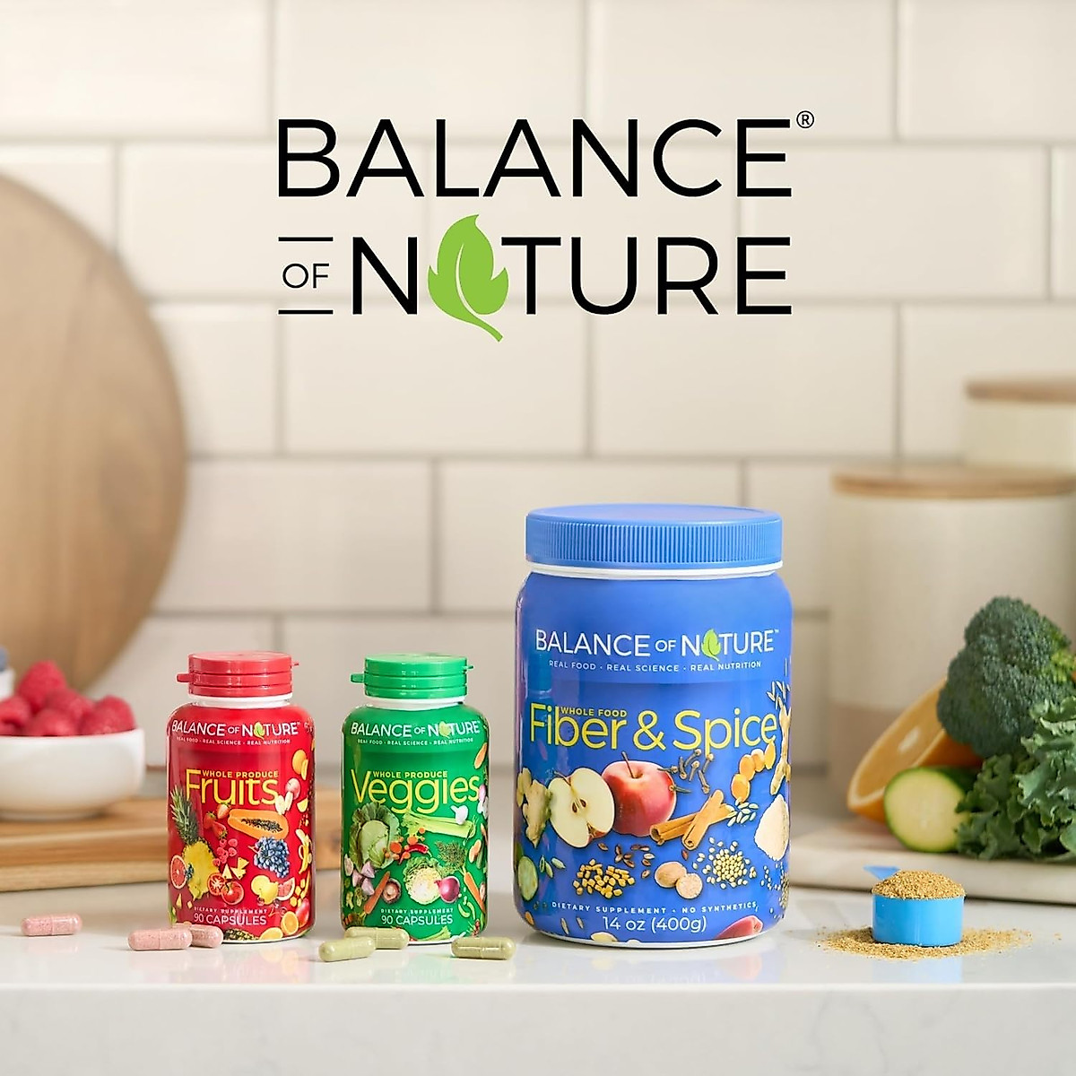 Balance of Nature Whole Food Nutritional Supplement with Superfood Fruits and Vegetables for Women, Men, and Kids - 90 Capsules, 3 Sets