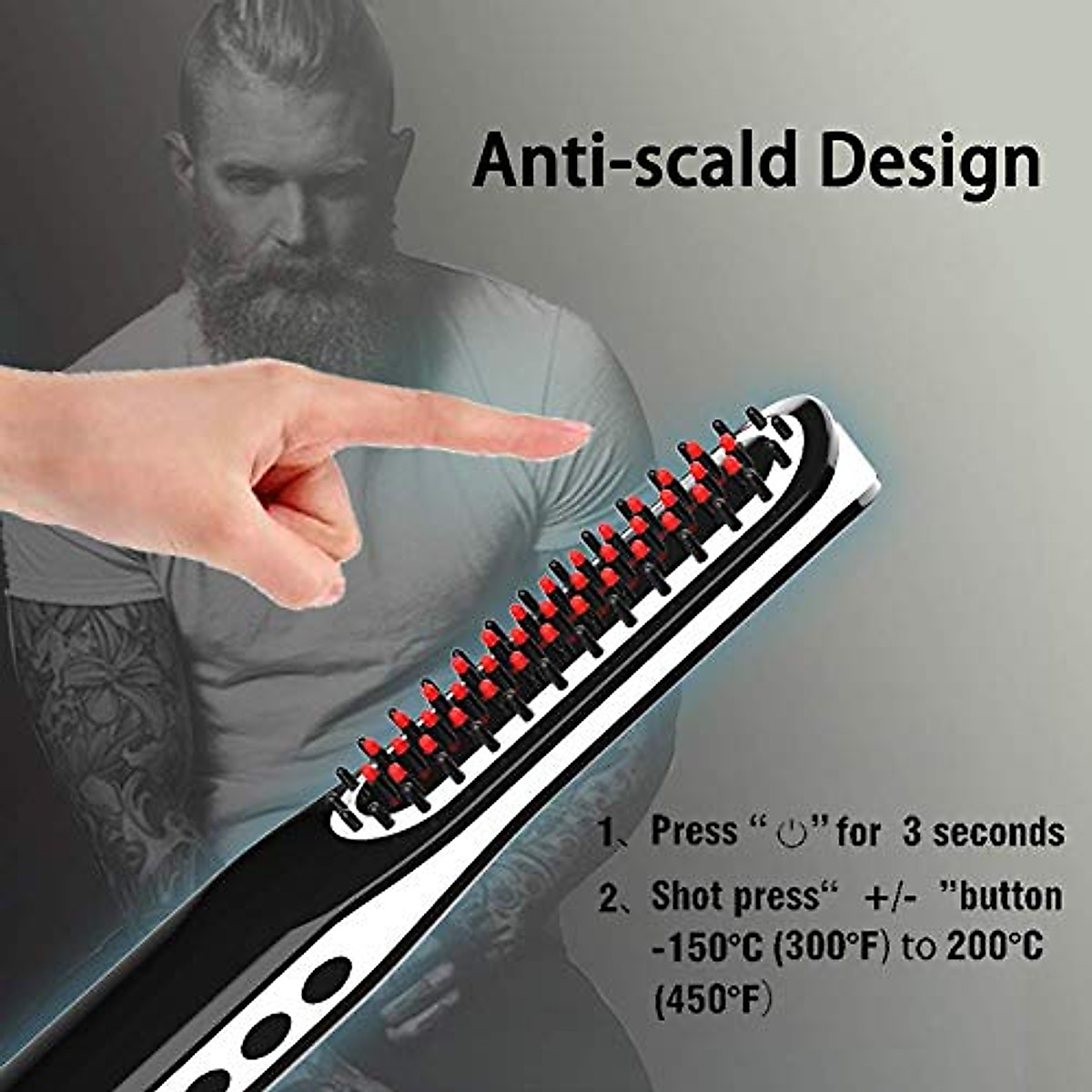 Beard Straightener, Beard Straightening Comb with Cordless/Mini Sized/Auto Shut Off for Traveling, Home, Dating
