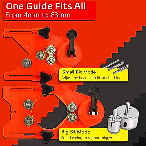 Rokrou Diamond Hole Saw Set 15 PCS Tile Hole Saw Kit with Drill Guide from 6mm-50mm /1/4‘’- 2” for Ceramic,Glass,Porcelain,Marble