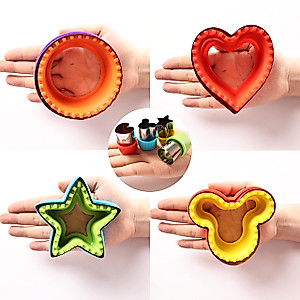 GELIFATLE Sandwich Cutter and Sealer for Kids, 4pcs Bread Sandwich Decruster Pancake Maker DIY Cookie Cutters for Kids Bento - Round Heart Star Mickey Head Shaped