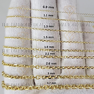 14k SOLID Yellow Gold 4.0mm Shiny Diamond Cut Cable Link Chain Necklace for Pendants and Charms with Lobster-Claw Clasp (18", 20", 22", or 24 inch)